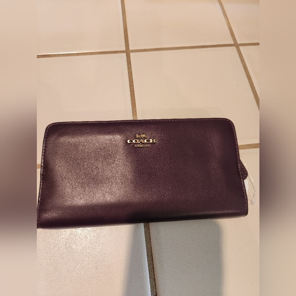 Coach | Bags | Coach Leather Skinny Wallet Plum Purple | Poshmark
